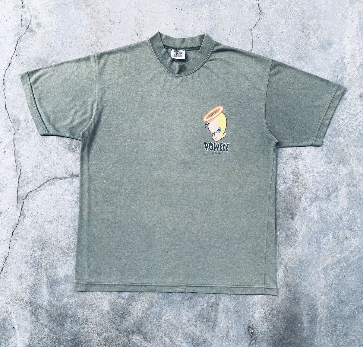 Stussy × Vintage Vintage Stussy Powell Peralta Angel Boy Head Tees ...