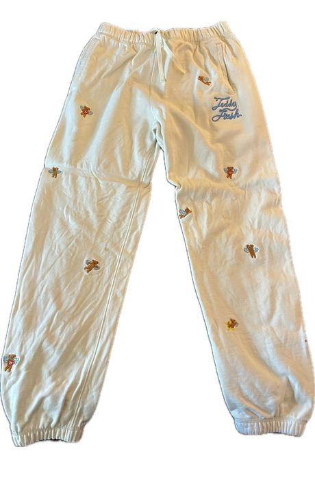 Teddy Fresh Teddy Fresh Cream/Blue Teddy Embroidered Sweatpants | Grailed