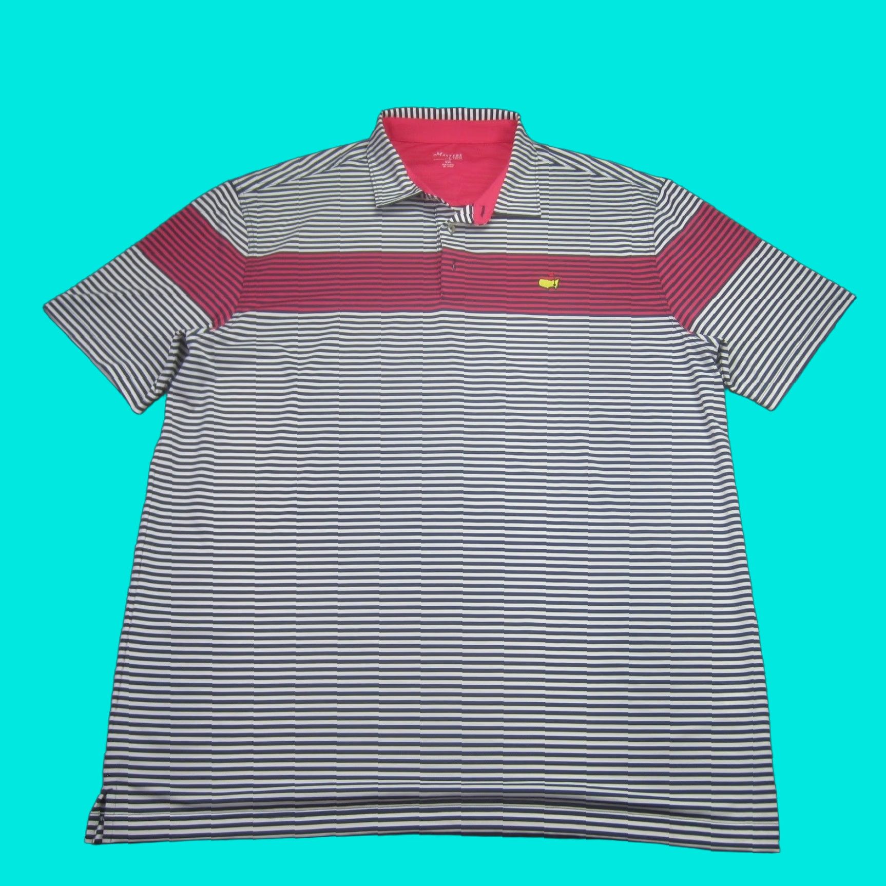Vintage Masters Tech Shirt Mens XXL Blue Pink Stripe Augusta National ...