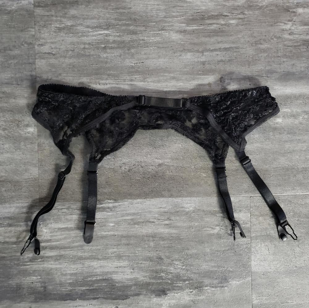 Designer Black Lace Detailed Lingerie Garter Belt | Grailed