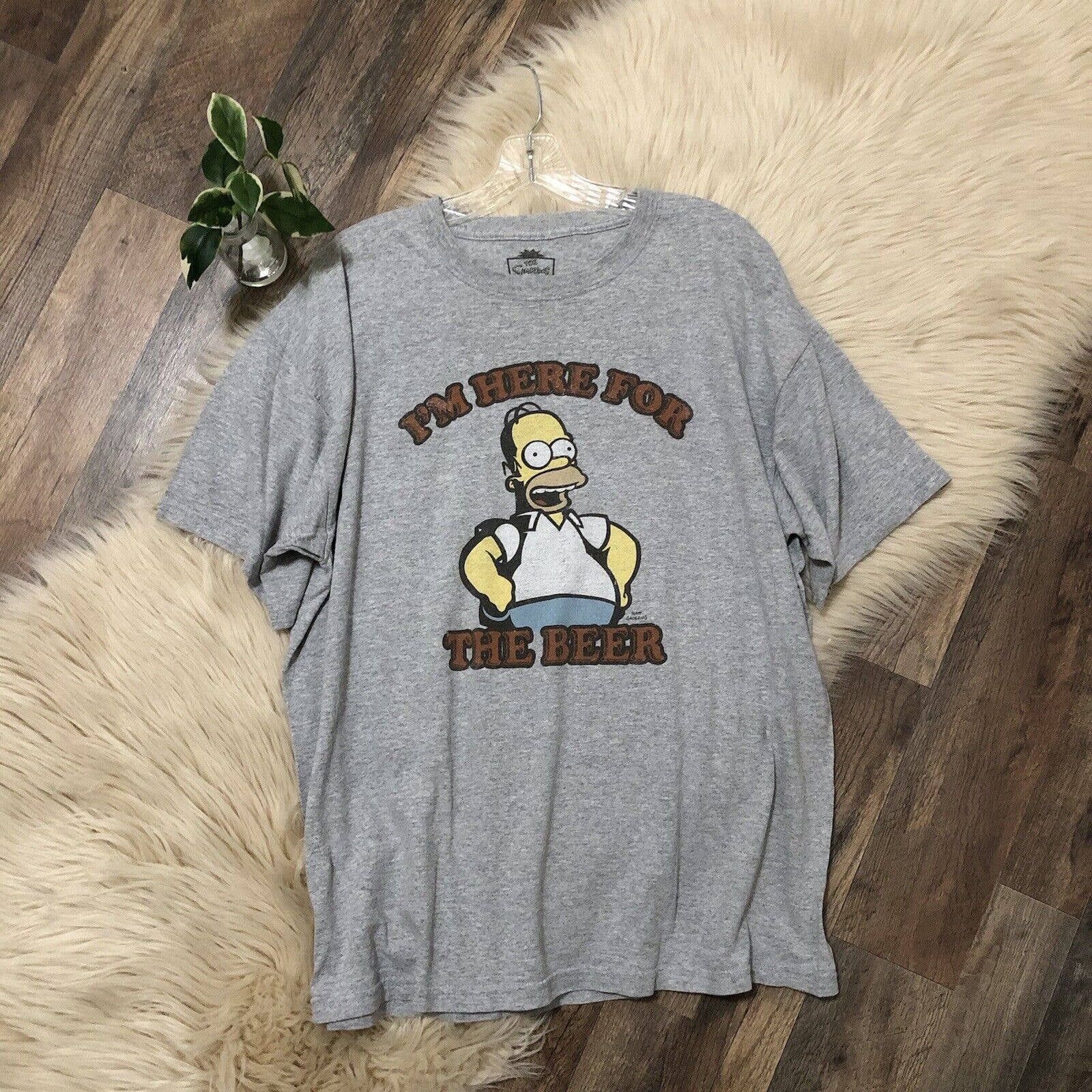 The Simpsons The Simpsons Gray "Here For The Beer" 2009 Graphic Tee ...