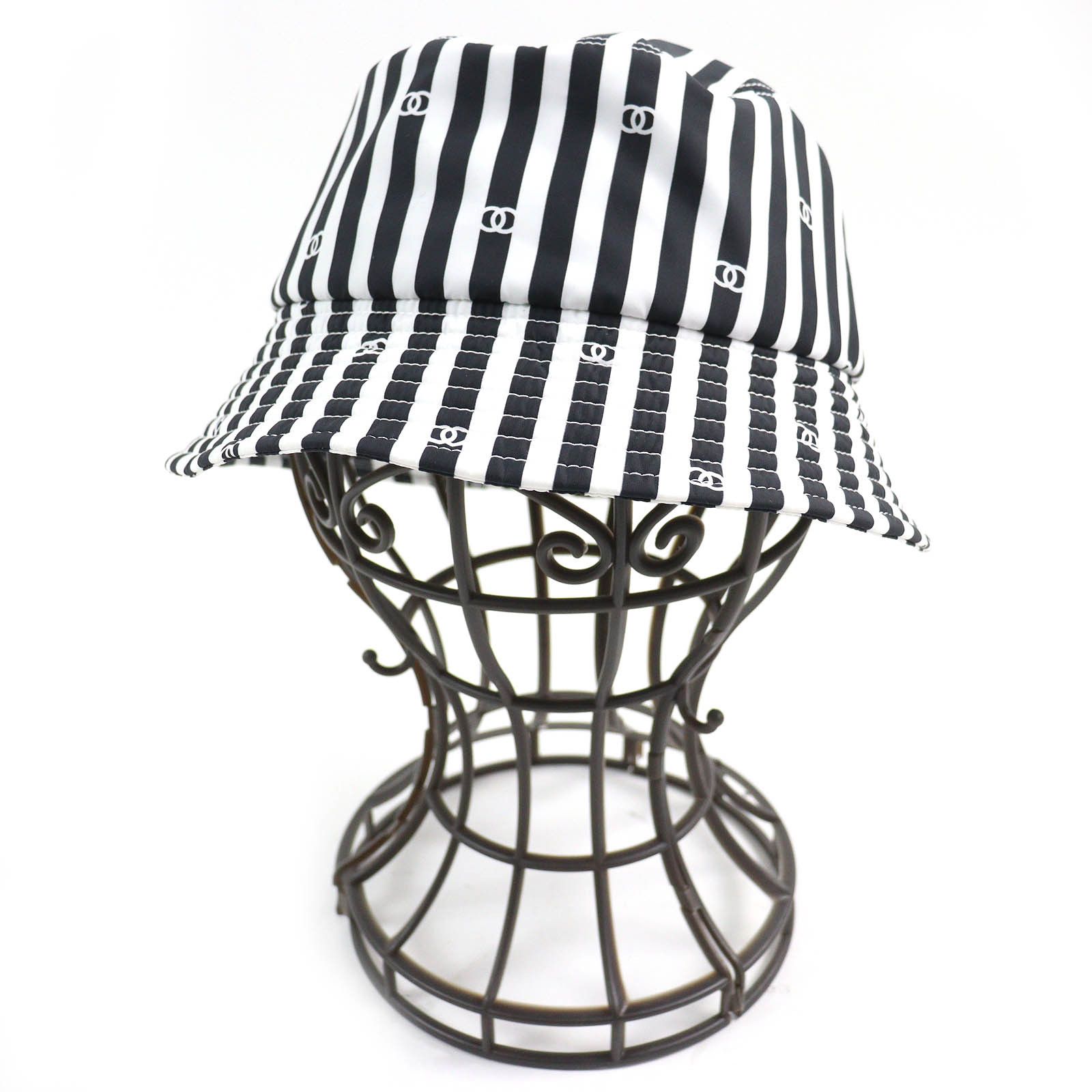 Chanel Chanel Chanel COCO Mark Stripe Bucket Hat Plastic Hats AA9874 ...
