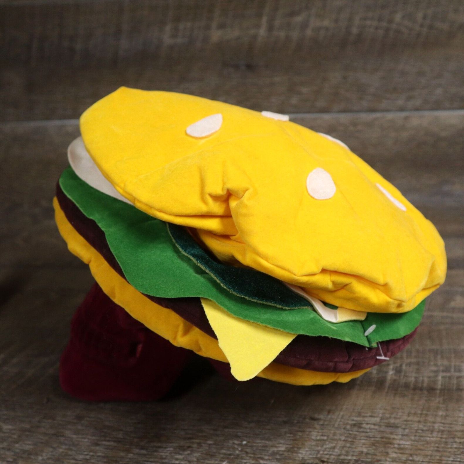 Vintage Hamburger Hat Costume Burger Cap Funny BBQ Food Prop Cheese ...