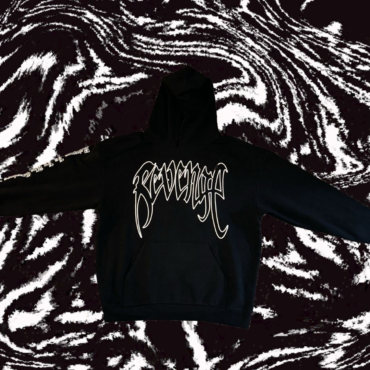 Revenge × Streetwear Revenge White Outline Arch Logo Hoodie | Grailed