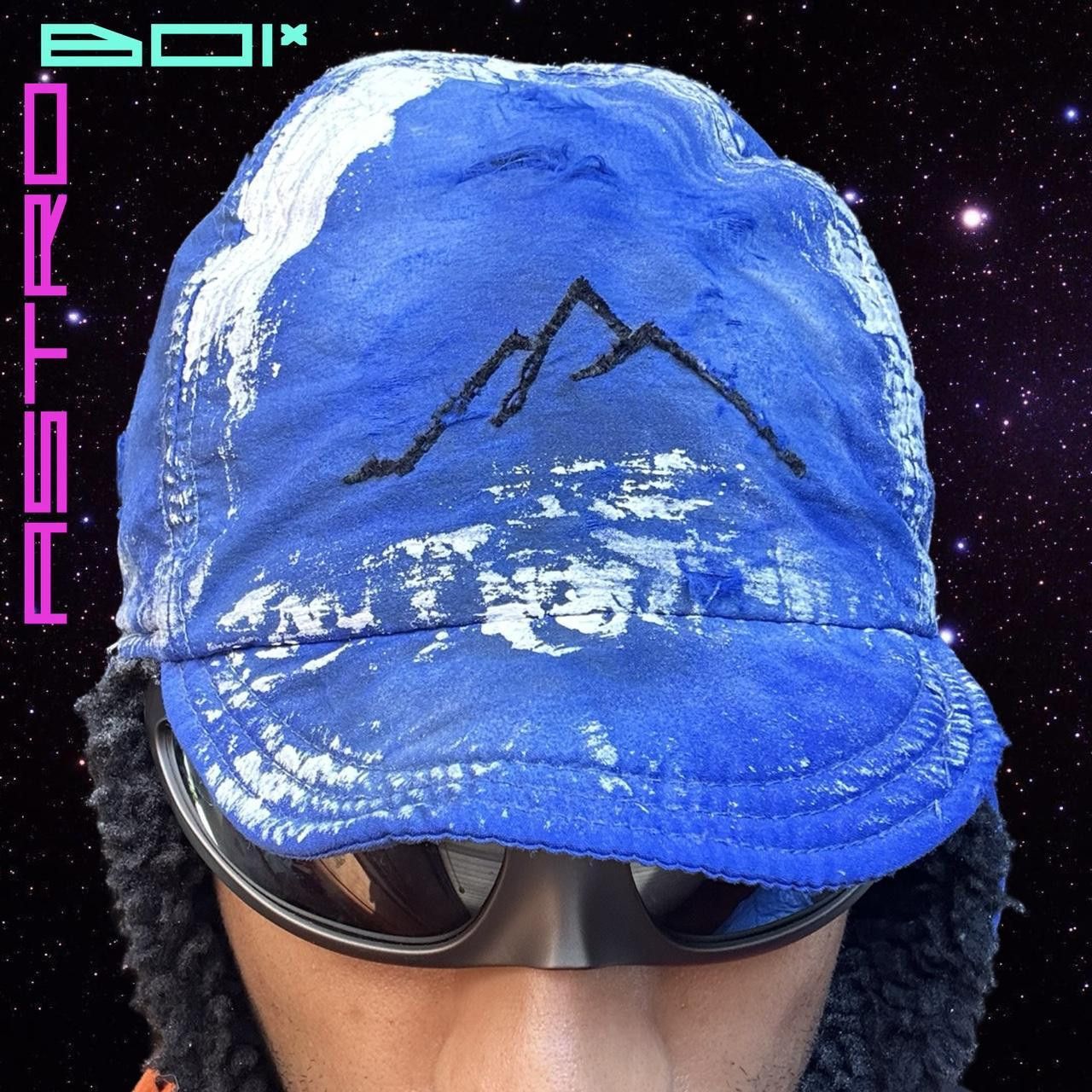 Custom × Hat ASTROBOI* Blue Distressed Nylon Sherpa Trapper Hat | Grailed