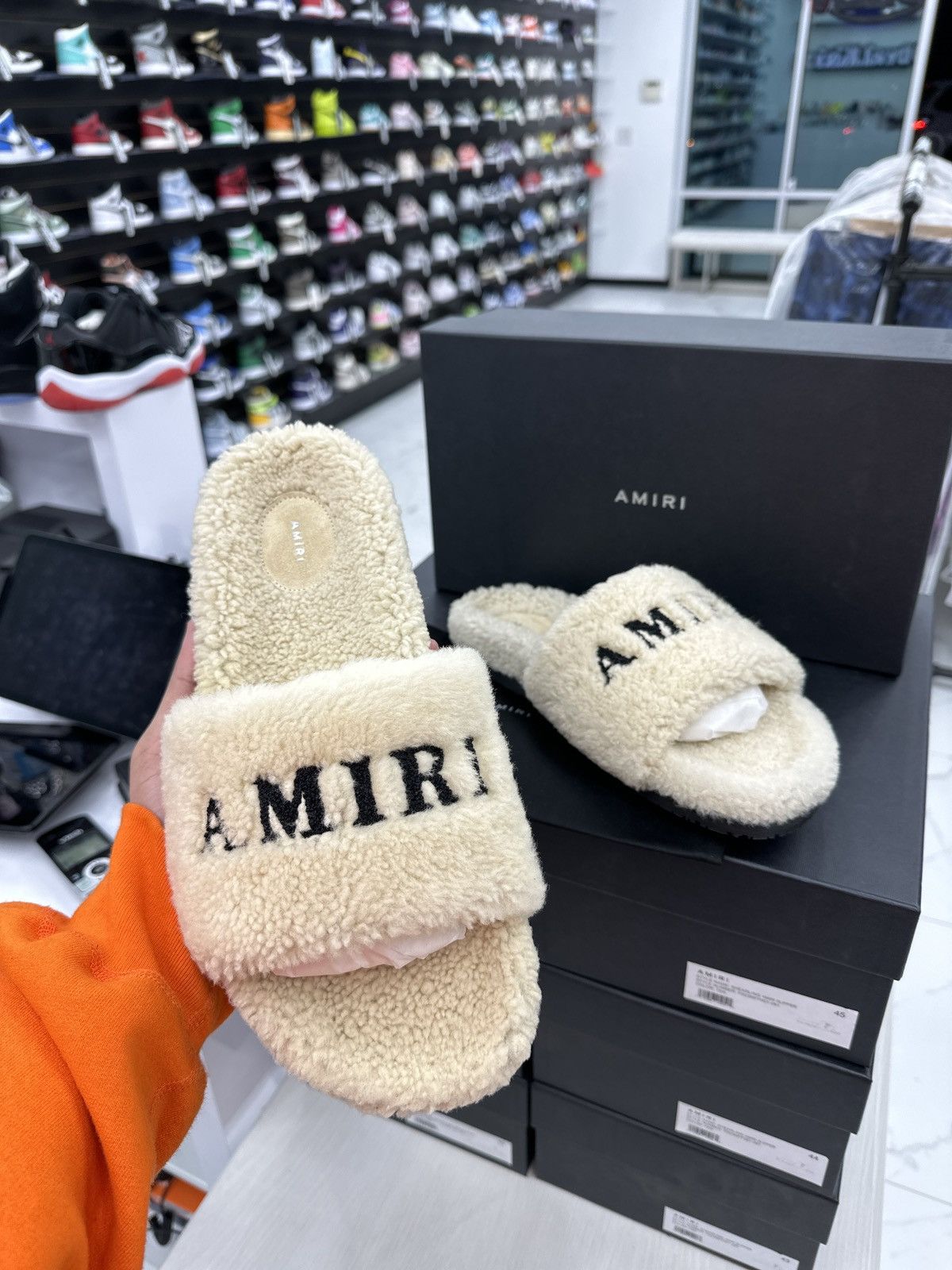 Amiri Amiri Shearling Slipper / Slide Tan | Grailed