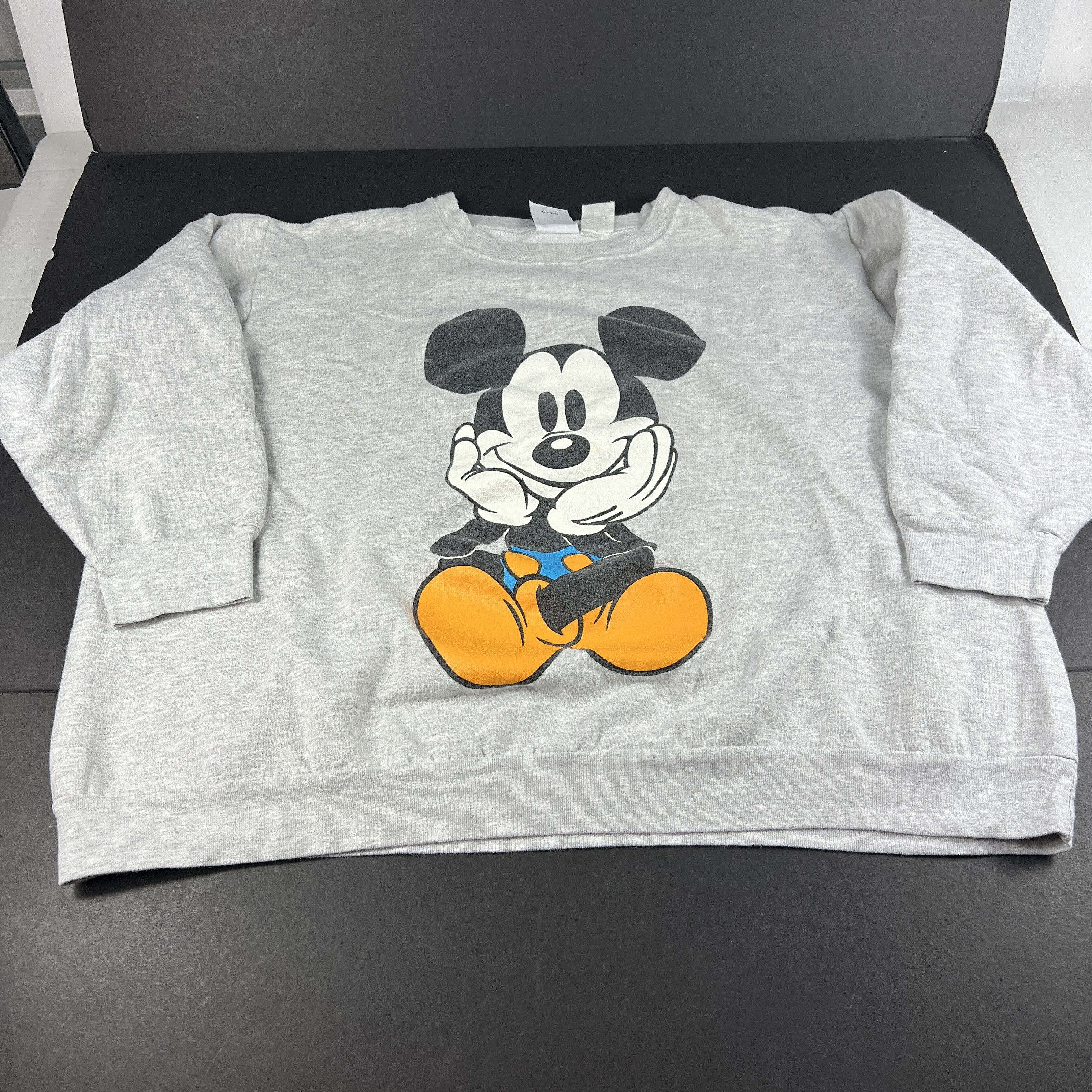 Vintage VTG 90s Disney Mickey Mouse Boxy Oversized Grey Crewneck | Grailed