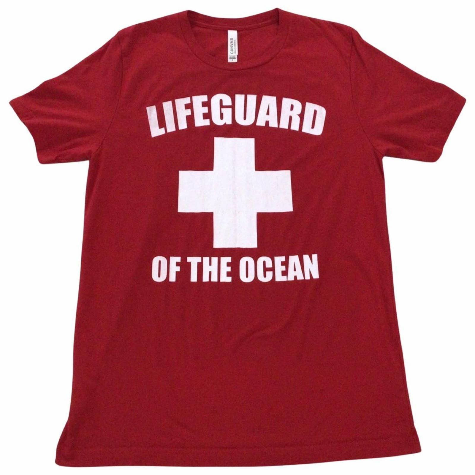 Canvas Lifeguard Employee Work T Shirt Lifeguard Of The Ocean Red L ...