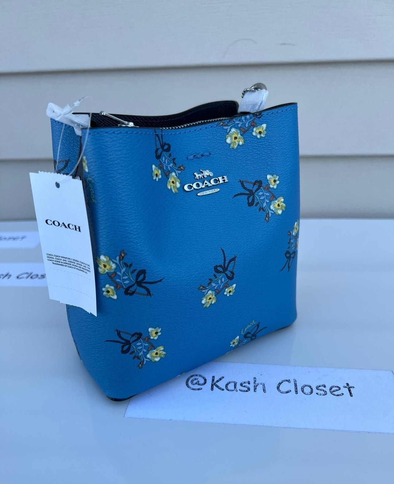 Coach Coach Bucket Bag Mini Town With Floral Bow Print Blue Multi | Grailed
