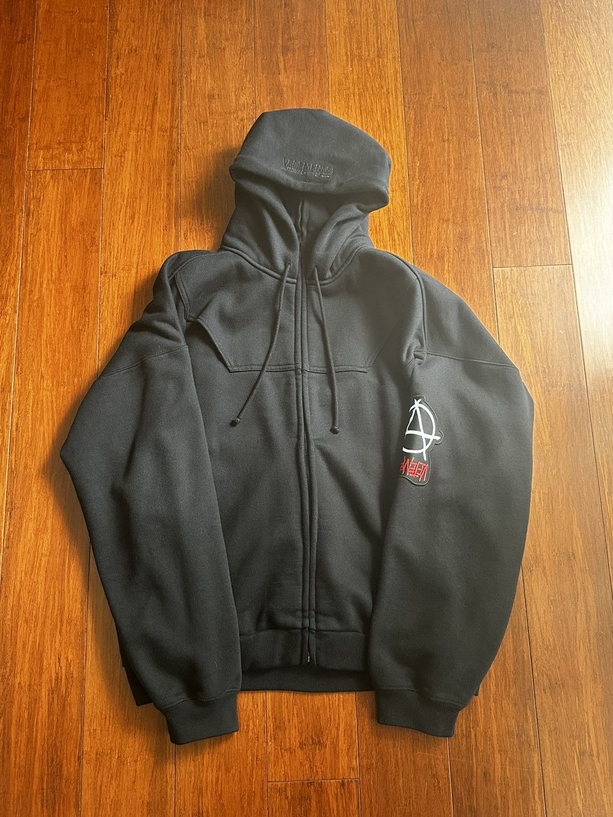 Vetements Vetements Upside Down Anarchy Zip Up Mask Hoodie Black Sz. S | Grailed
