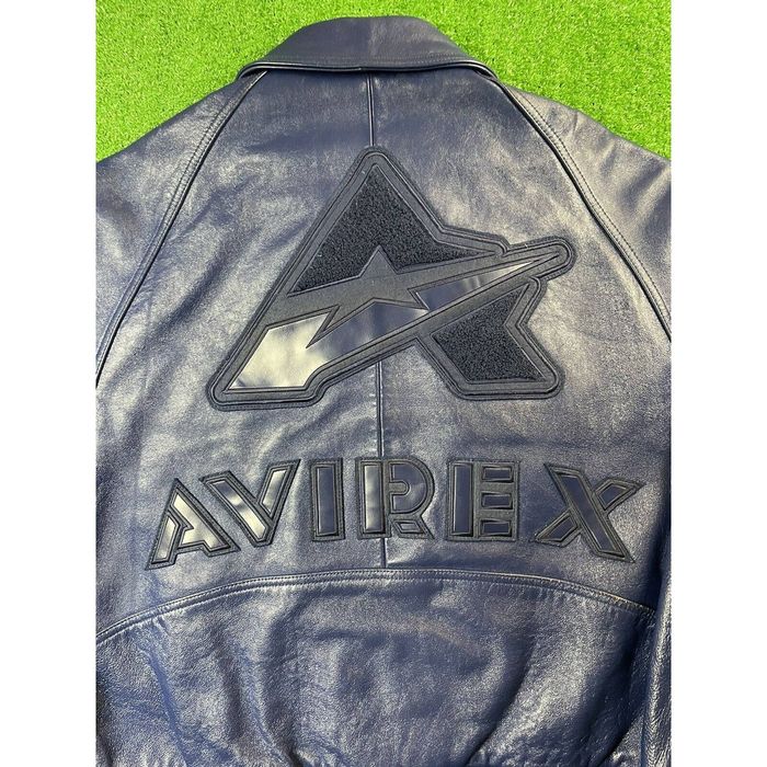 Avirex Vintage 90s Y2K Avirex Sport Leather Blue XL Bomber Jacket | Grailed