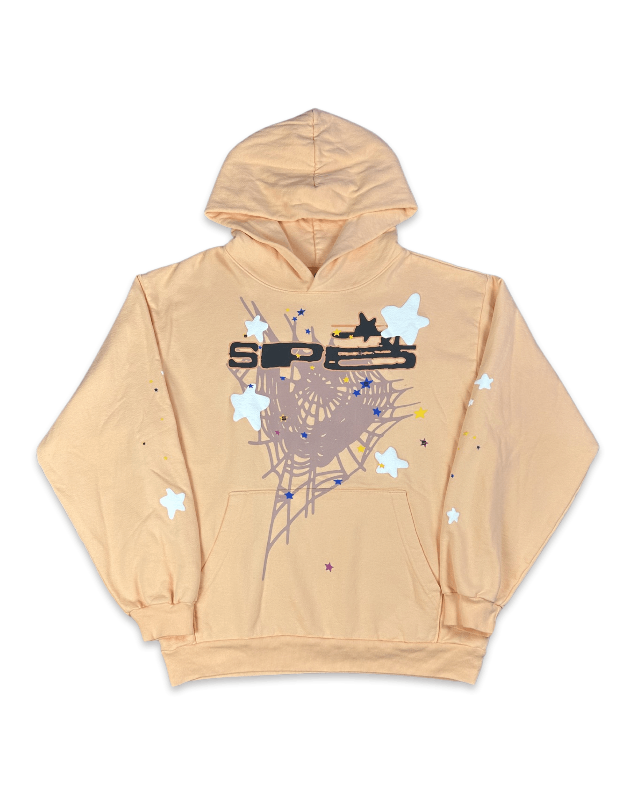 Designer SP5DER SP5 Logo Puff Peach Bellini Hoodie Spider Worldwide ...