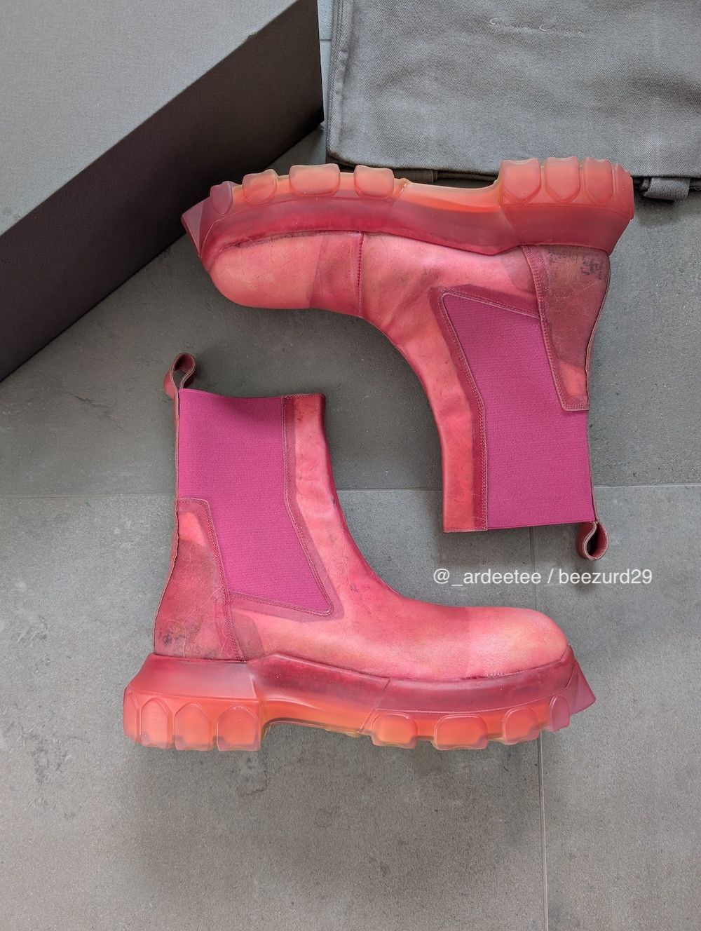 Rick Owens APPARITION TRANSPARENT LEATHER BEATLE BOZO TRACTOR BOOTS ...