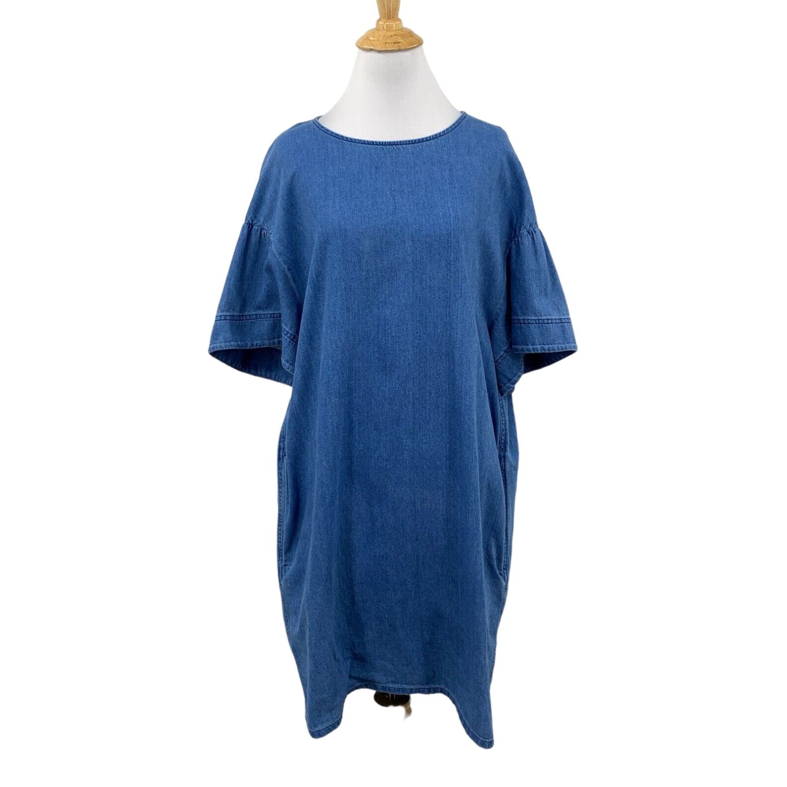 Cos COS Shirt Dress Womens EU 42 US M Medium Chambray Zip Back ...