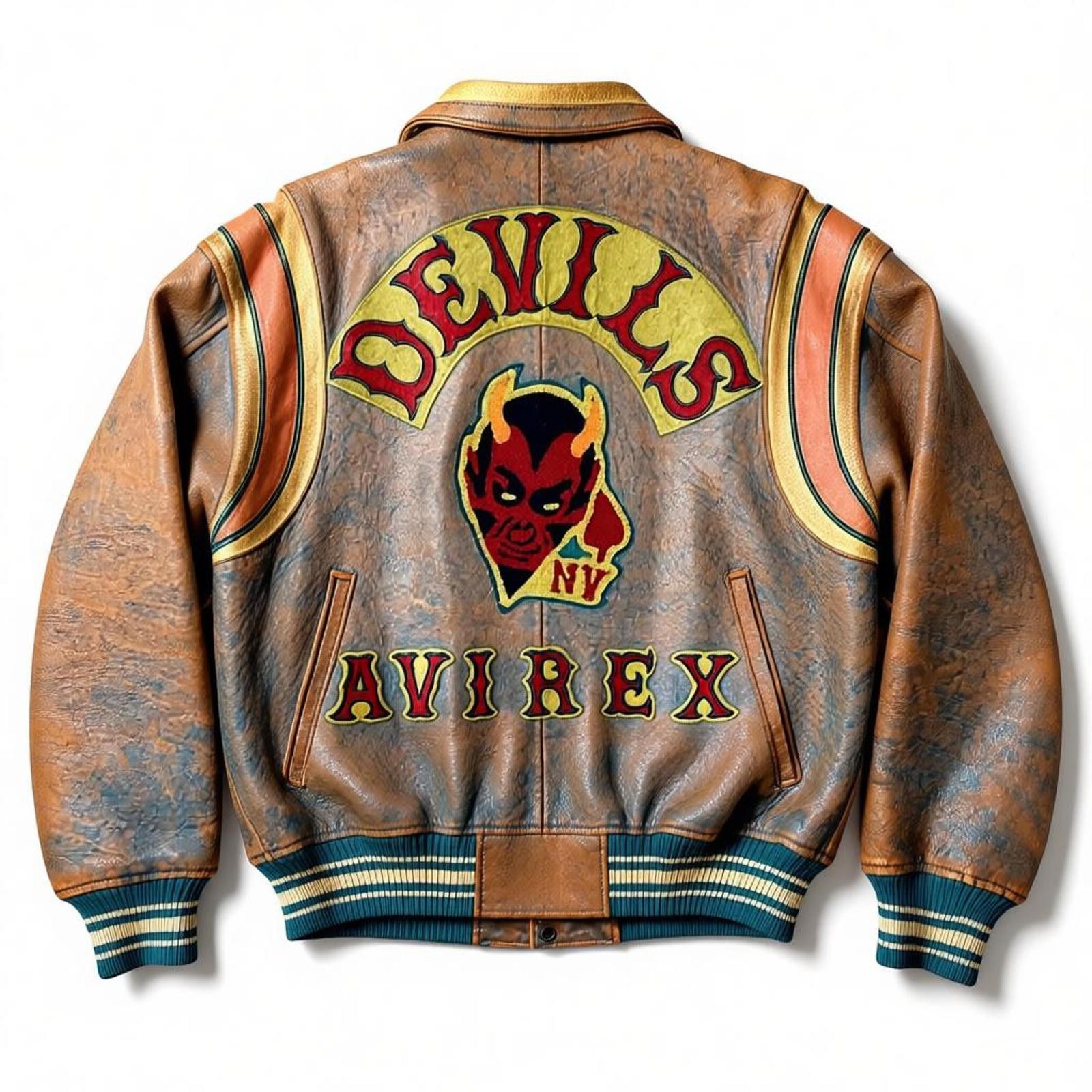 Avirex Avirex - Vintage Leather Varsity Jacket Devils NY | Grailed