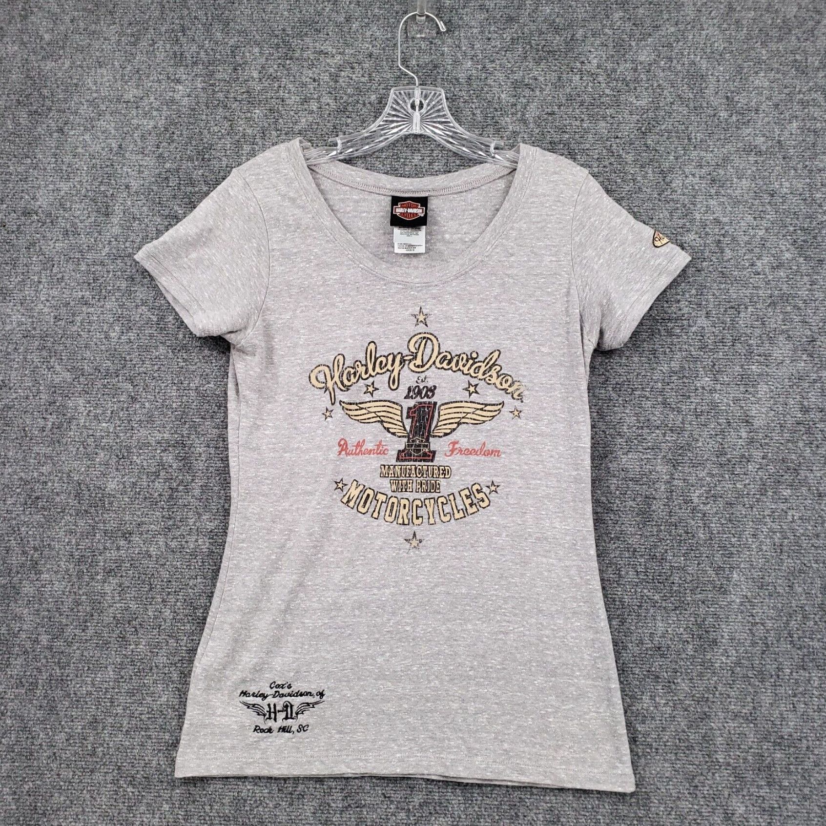 Harley Davidson Womens Harley Davidson Gray Motorcycle Biker Short Sleeve T Shirt Large Size Y2K ...