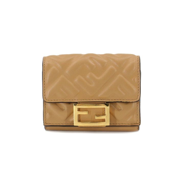 Fendi FENDI Baguette Micro Trifold Wallet Leather Beige 8M0395 Gold Hardware | Grailed