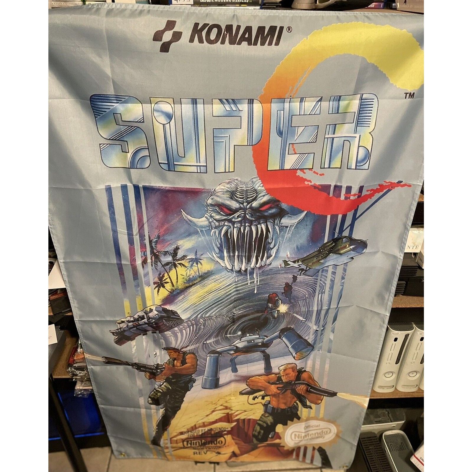 Other Super C Nintendo NES 5ft Box Art Flag 1990 Contra Konami | Grailed
