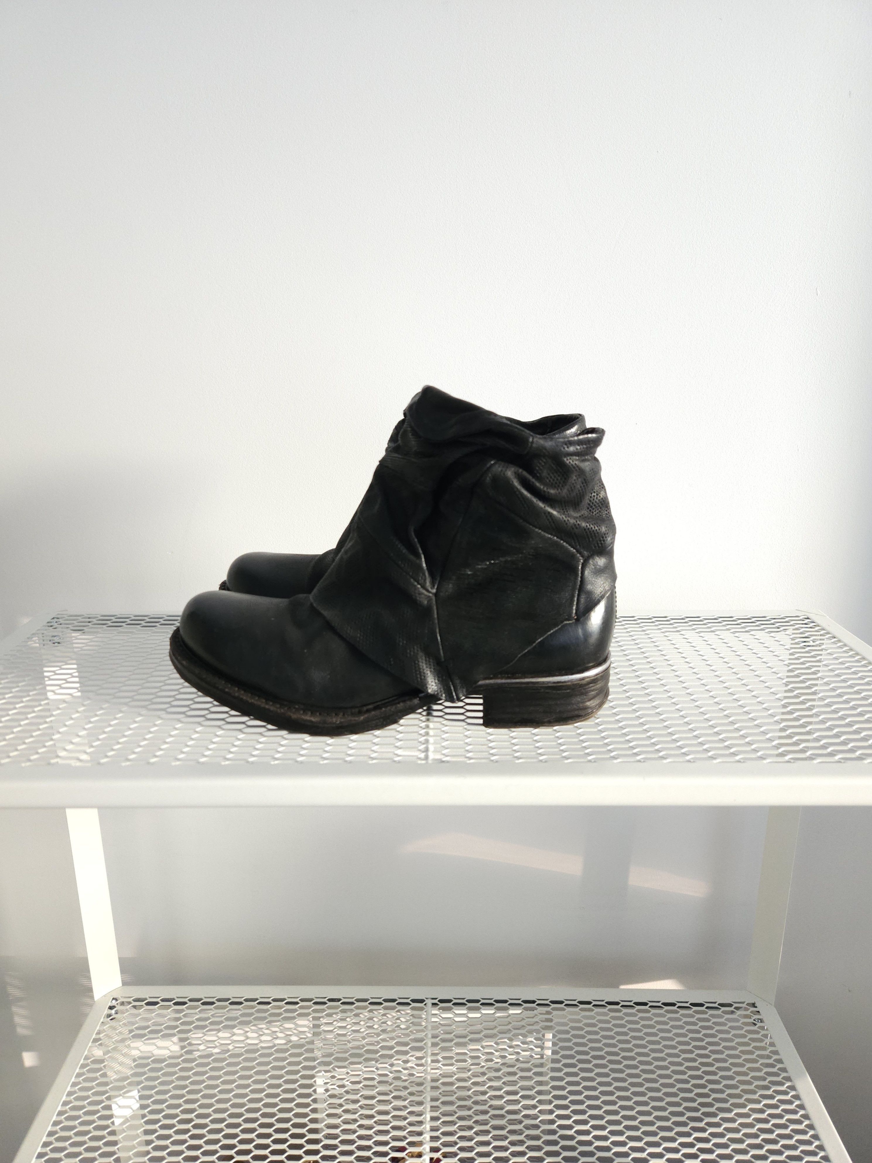 A.S.98 Archive AS98 black layered leather side zip ankle boots | Grailed