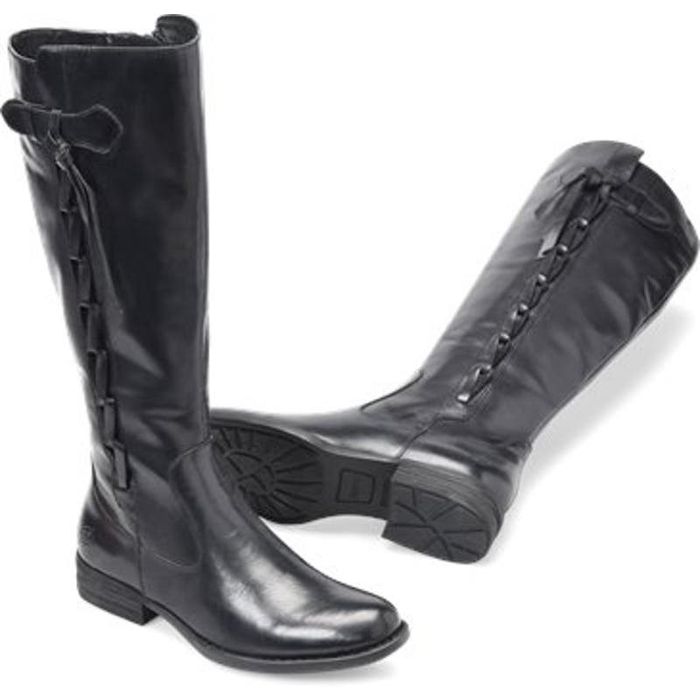 Born Born Cook Leather Side Zip Knee-High Boots Black 6.5M | Grailed