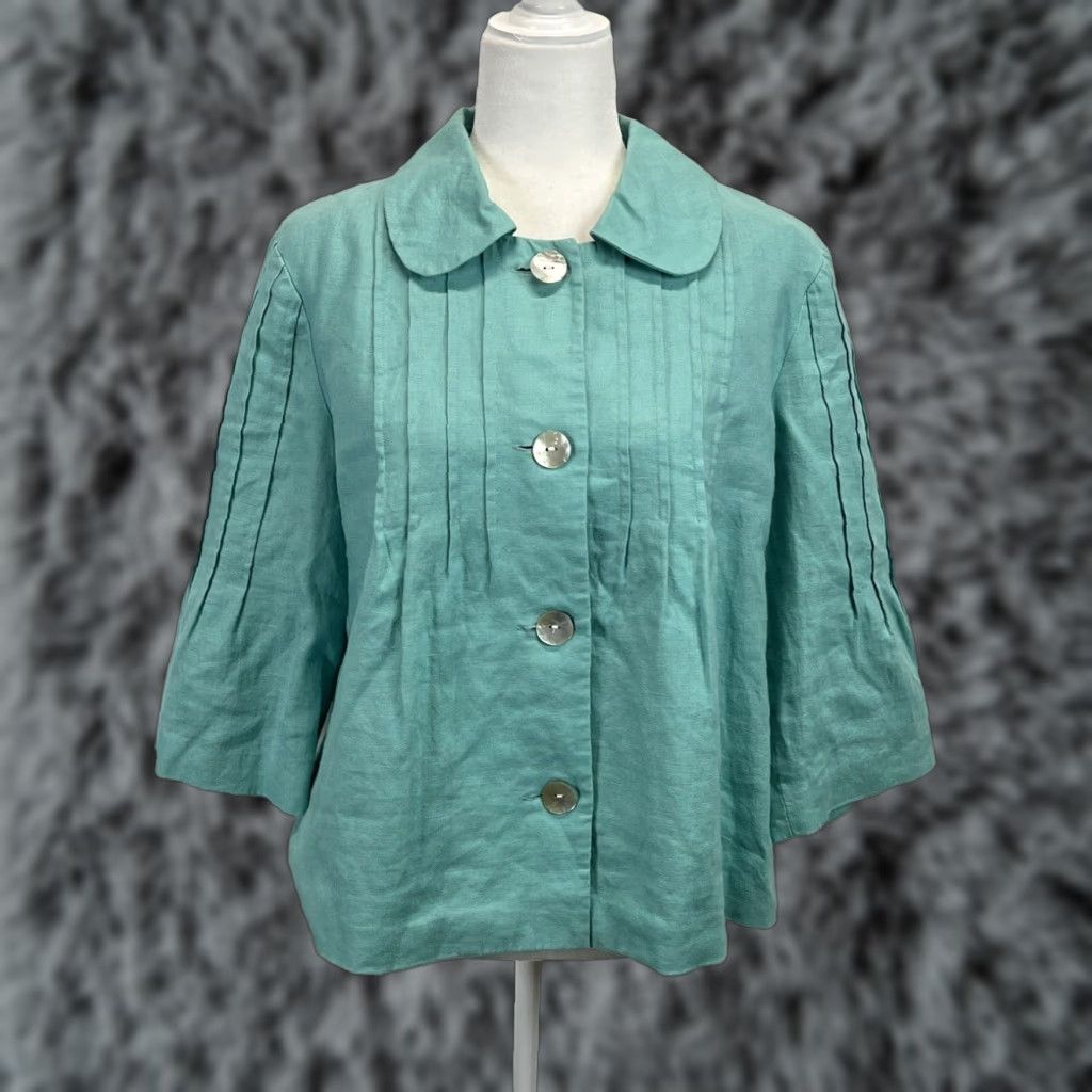 Orvis Orvis Premium Linen Womens Full Button Jacket with Pleated Front ...
