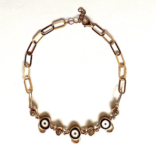 Handmade 14K Real Gold evil Eye paperclip Bracelet | | Grailed