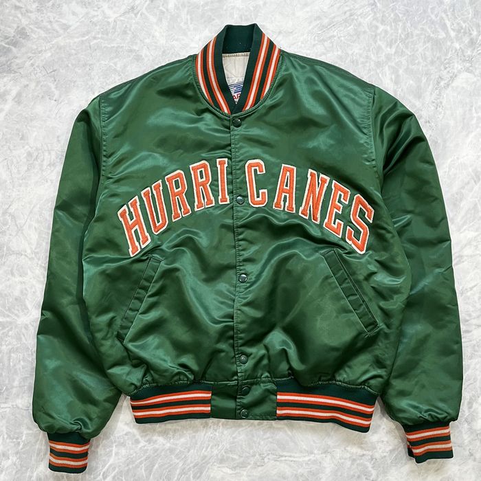 Vintage VTG 90s MIAMI HURRICANES SATIN BOMBER JACKET MADE IN USA | Grailed