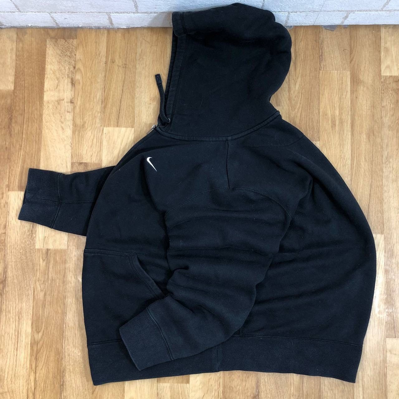 Nike Vintage Nike Ninja Nylon Hooded BLACK Drill Fleece Hoodie | Grailed