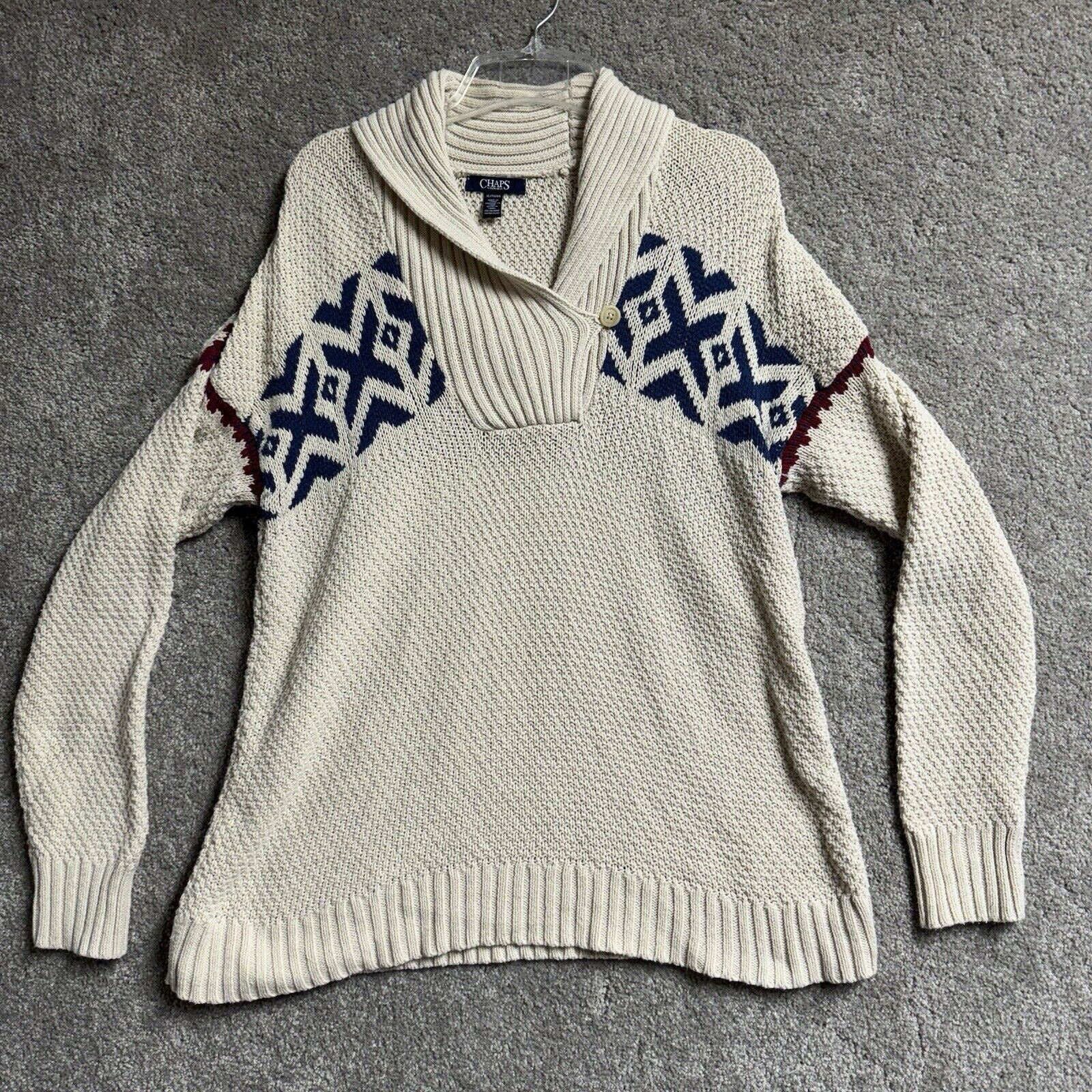 Chaps Chaps Sweater Womens XL Fair Isle Aztec Shawl Collar Warm | Grailed