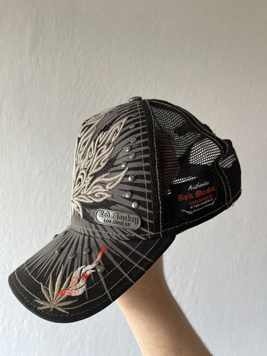 Affliction Affliction Red Monkey Trucker Hat Ed Hardy Style y2k rap ...