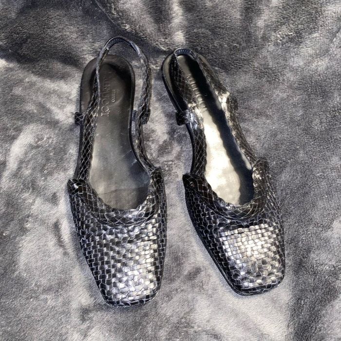 Mecca Sesto Meucci Dingle Black Leather Woven Slingback shoes Size ...