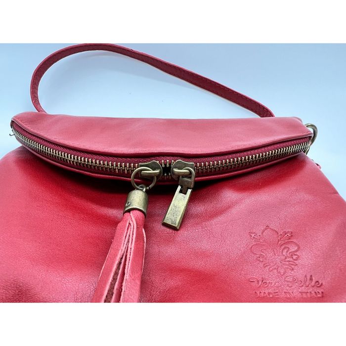 Vera Pelle Vera Pelle Italian Leather Crossbody Bag Purse Satchel Red ...