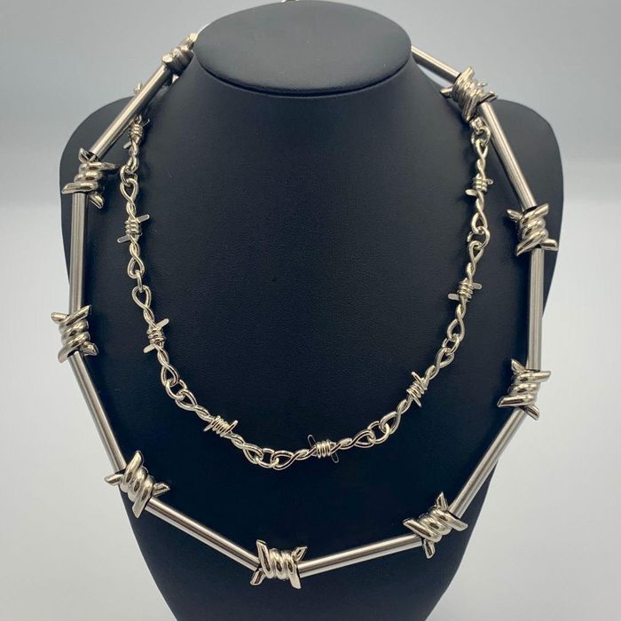 Cuban Link Chain Barbed Wire Chain Set | Barbed Wire Necklace | Grailed