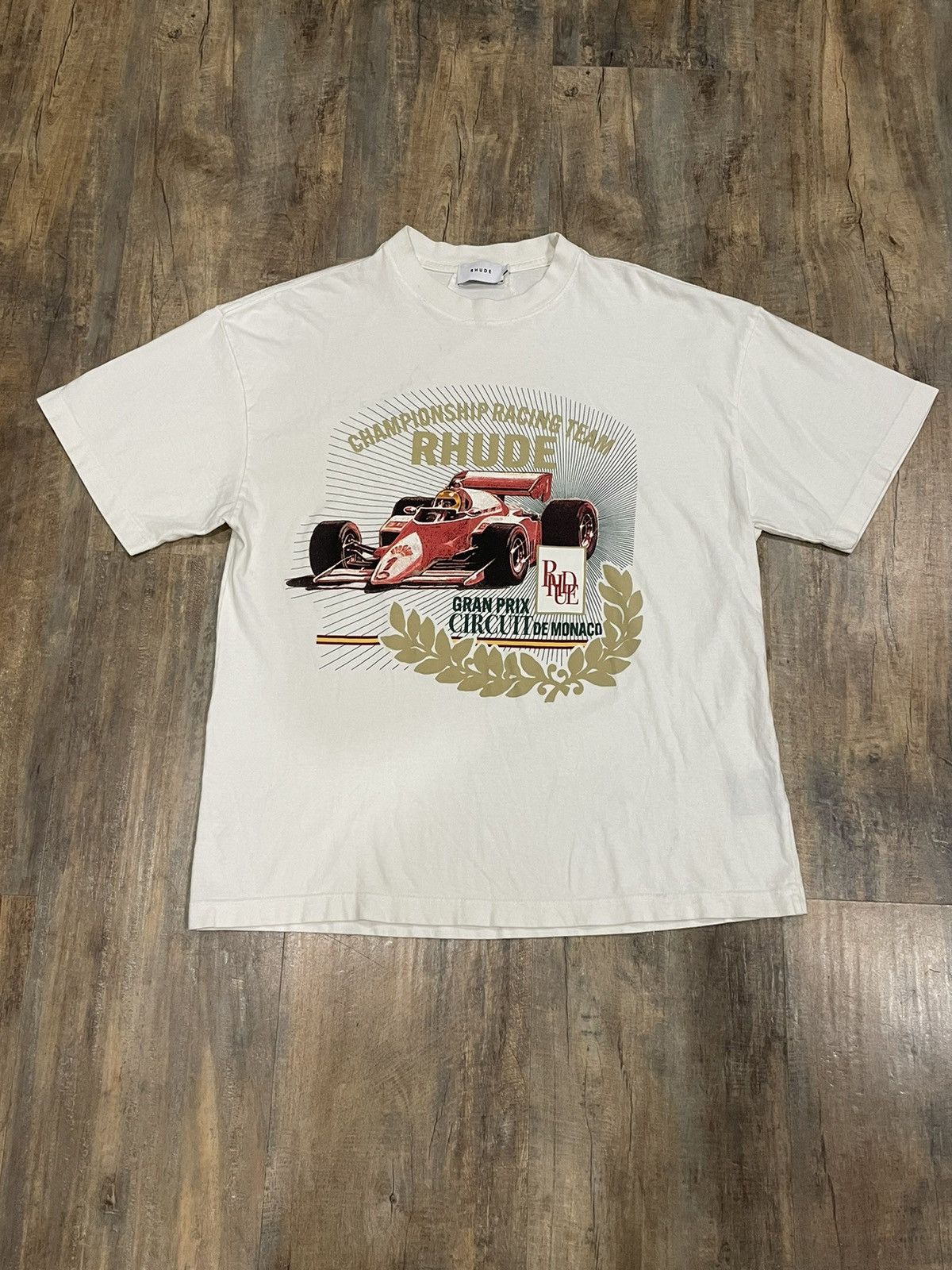 Rhude Rhude Podium Tee Championship Racing Team Monaco F1 Cream | Grailed