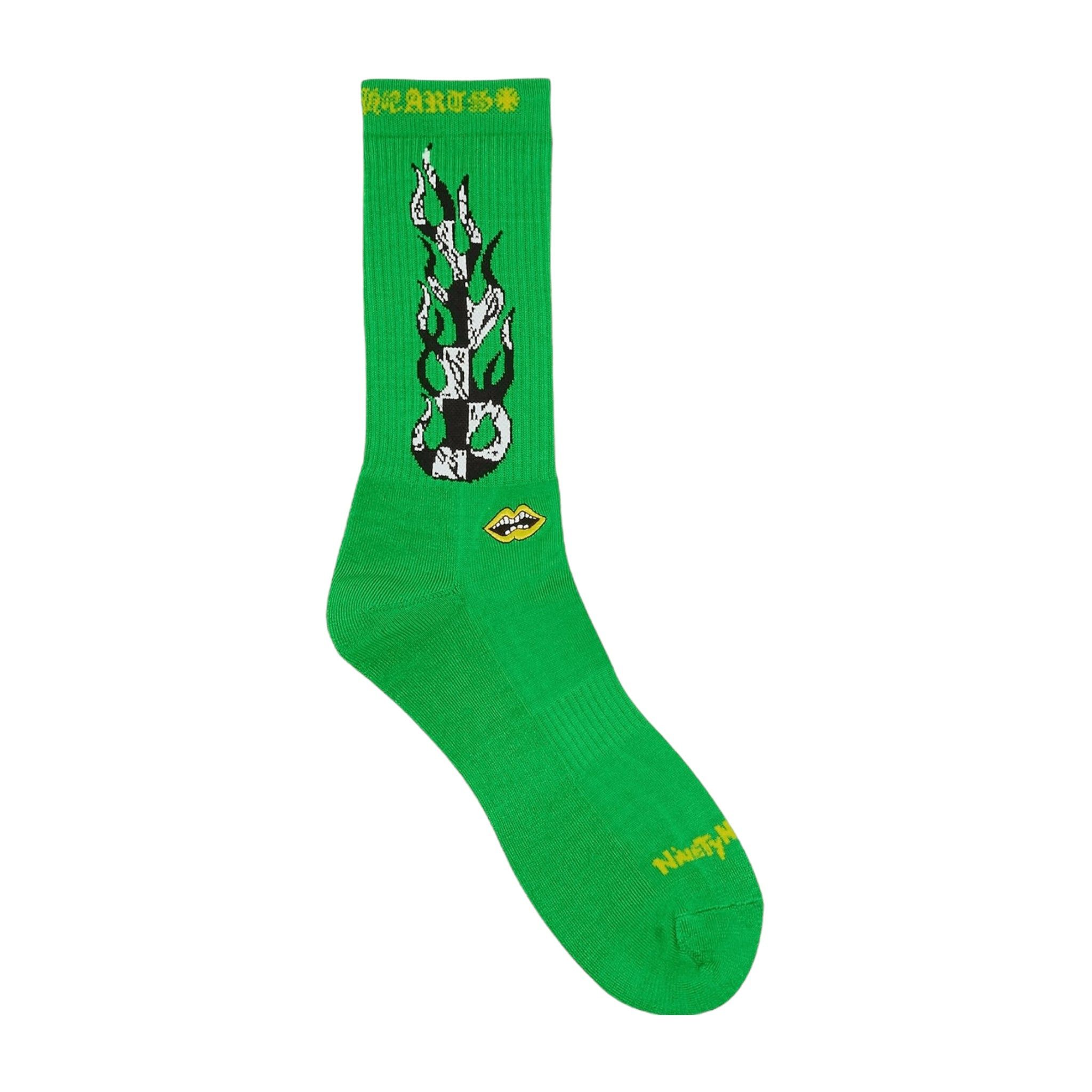Chrome Hearts x Matty Boy 99 Eyes Flame Logo Socks Green Black White ...