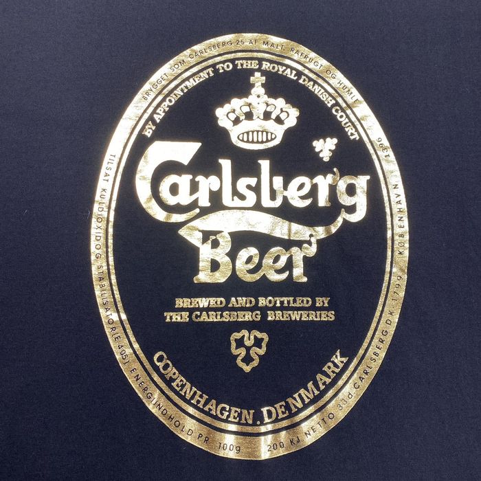 Streetwear Carlsberg Beer Logo Black & Gold Graphic T-Shirt Sz L | Grailed