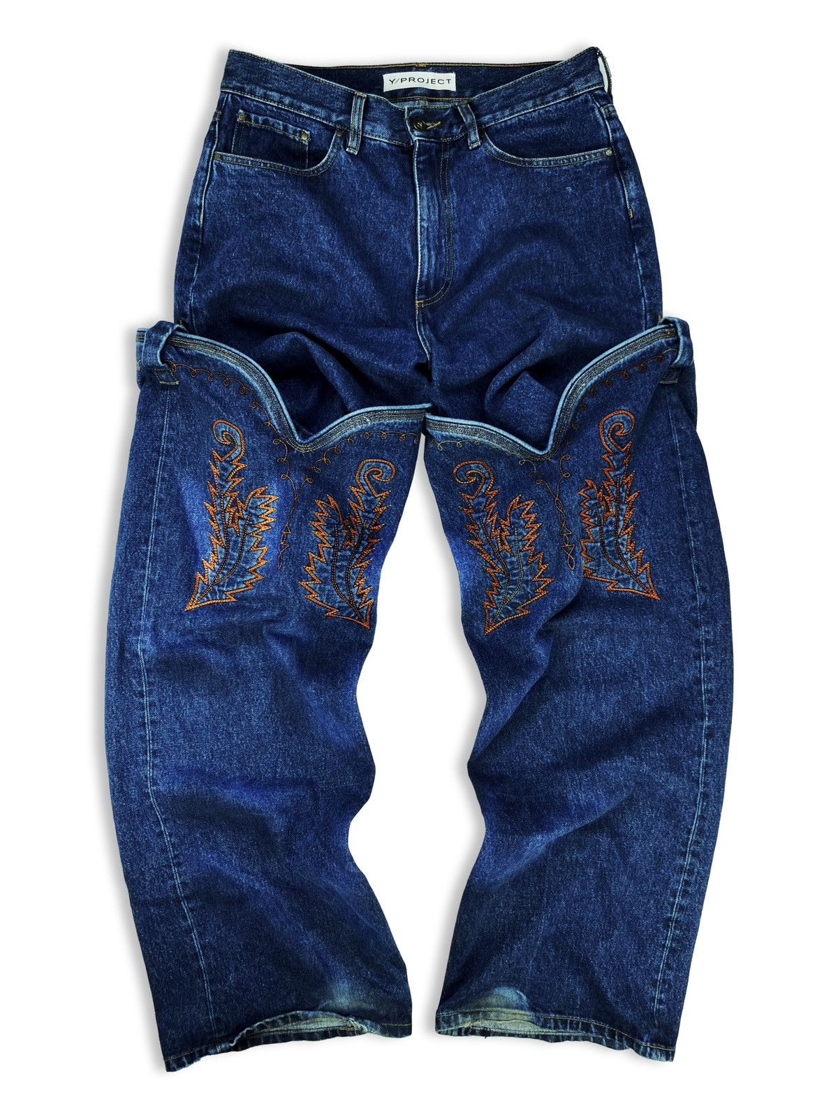 Y/Project AW21 Y/Project Cowboy Cuff Indigo Wash Bootcut Denim Jeans ...