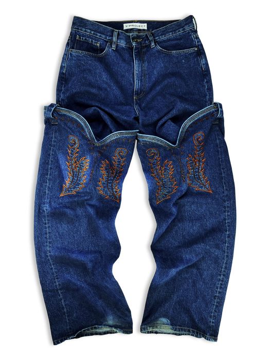 Y/Project AW21 Y/Project Cowboy Cuff Indigo Wash Bootcut Denim Jeans ...