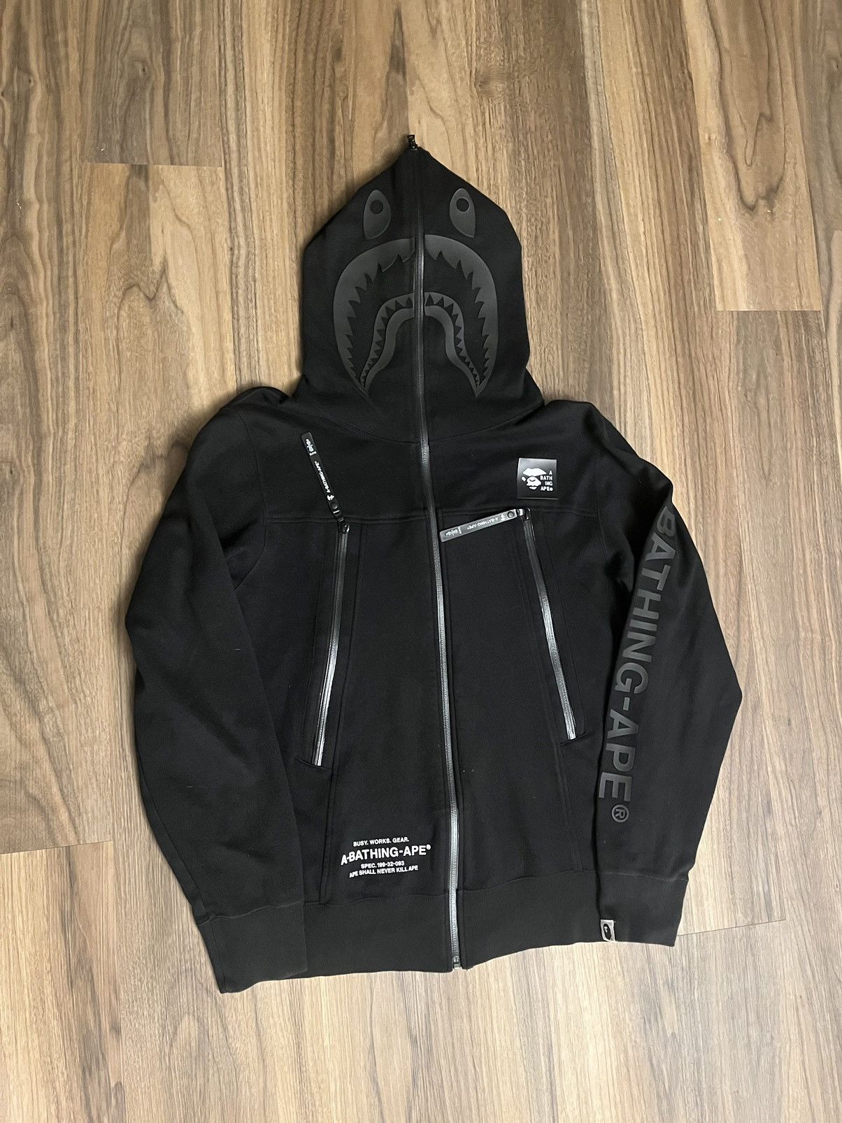 Bape Double Knit Shark Full Zip Hoodie | Grailed