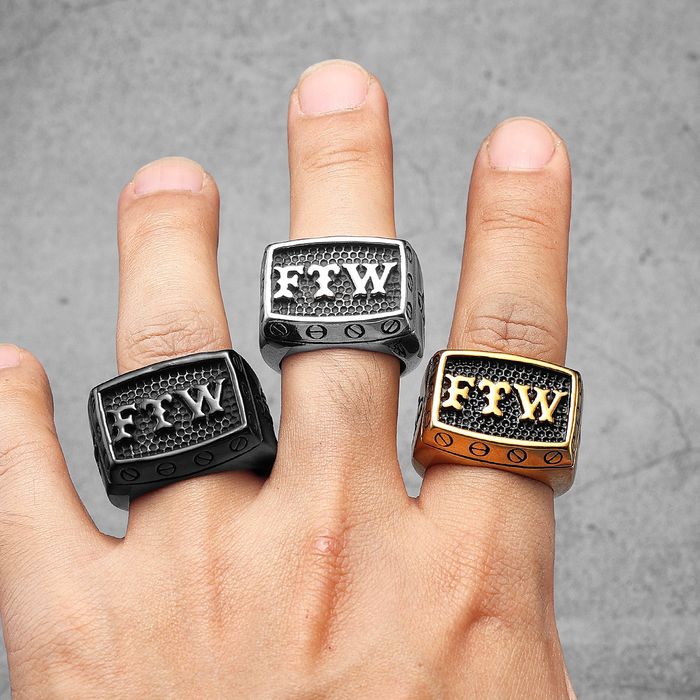 Vintage Gold FTW Middle Finger Men Ring | Grailed