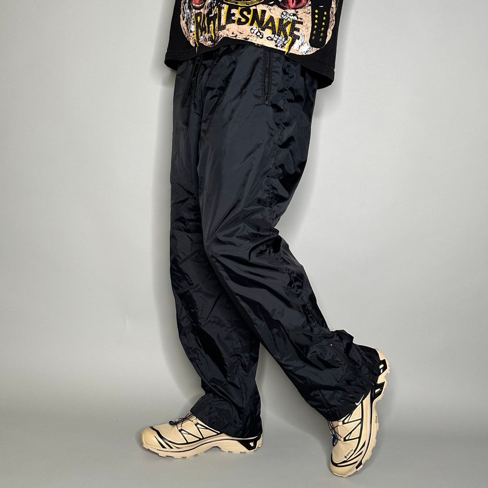 Nike × Nike ACG × Vintage Crazy Vintage Y2K Nike Track Pants Jet Black Nylon Baggy | Grailed