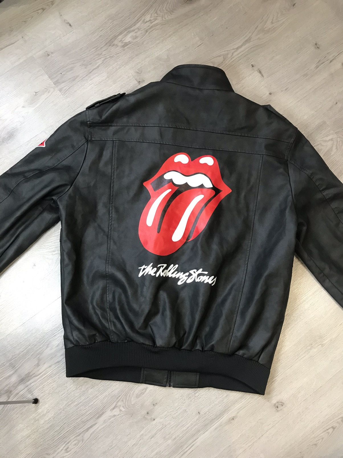 Very Rare The Rolling Stones Leather Jacket With Big Logo | Grailed