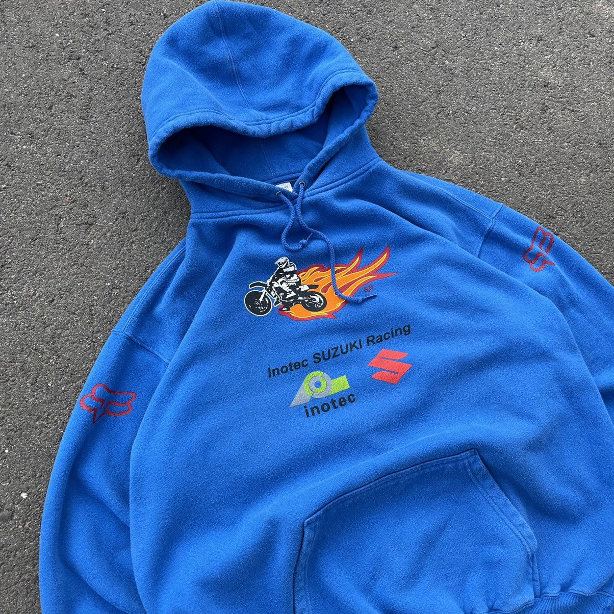 Vintage VINTAGE Y2K FOX X SUZUKI HOODIE BLUE BOXY OVERSIZE | Grailed