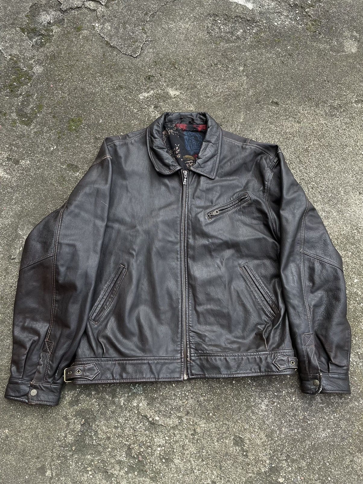 Vintage Vintage Retro Hugo Boss Leather Jacket Zip Bomber | Grailed