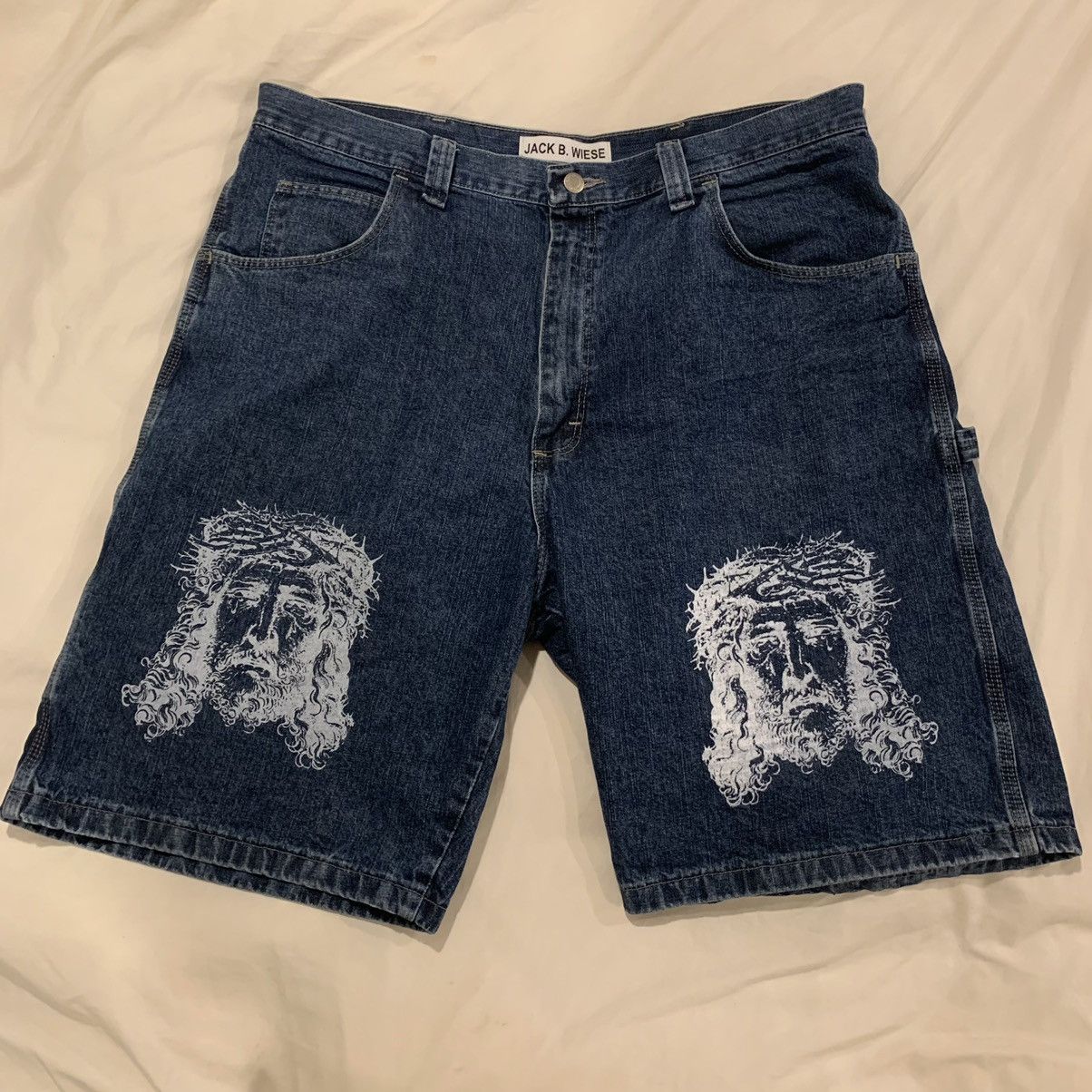 Designer × HRMTG × Wrangler GRAIL JESUS JORTS JACK B WIESE X HRMTG X ...