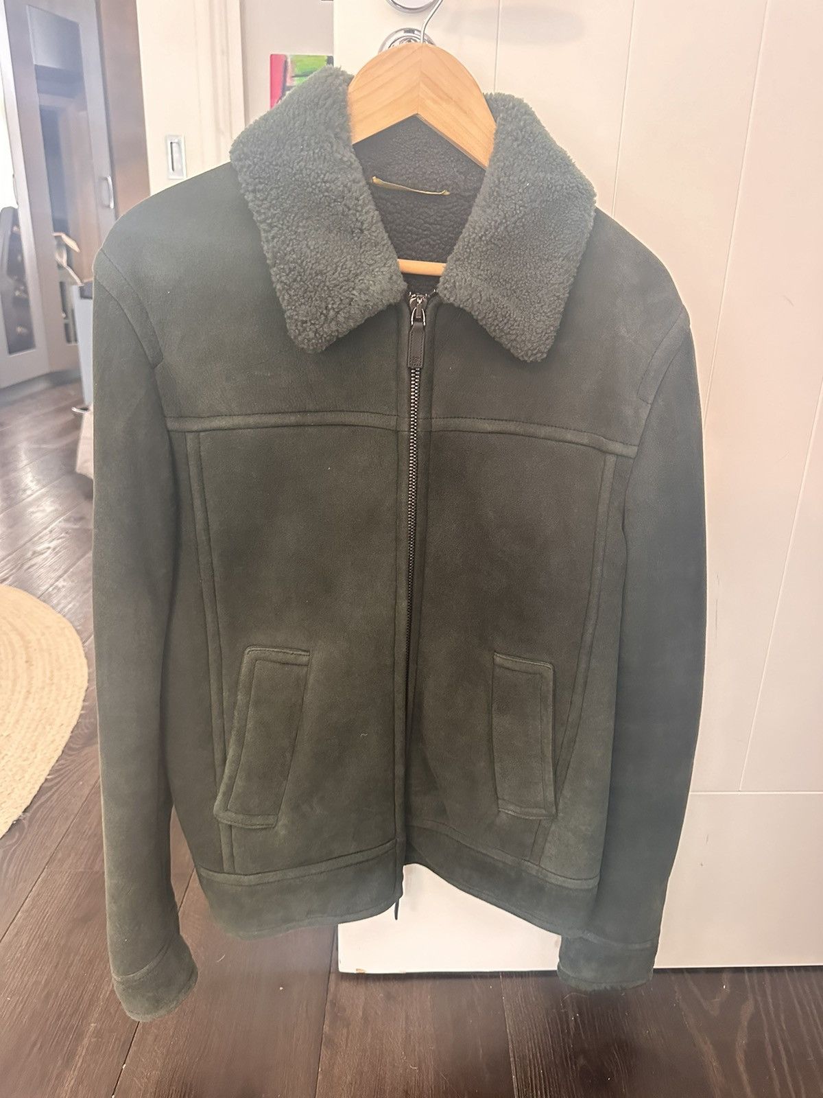 Canali Canali Shearling Green Jacket | Grailed