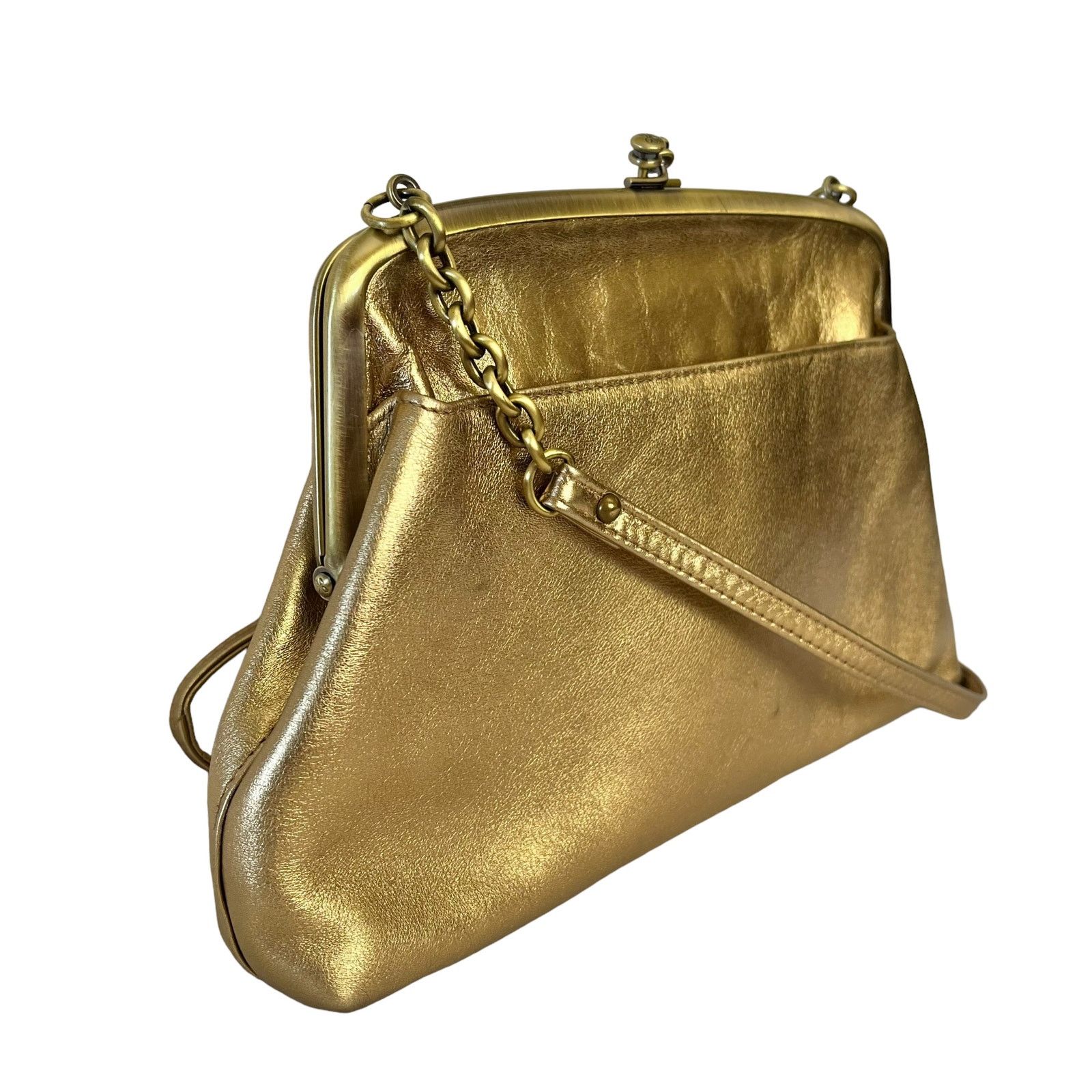Hobo International HOBO Dixie Gold Leather Hinged-Frame Kisslock ...