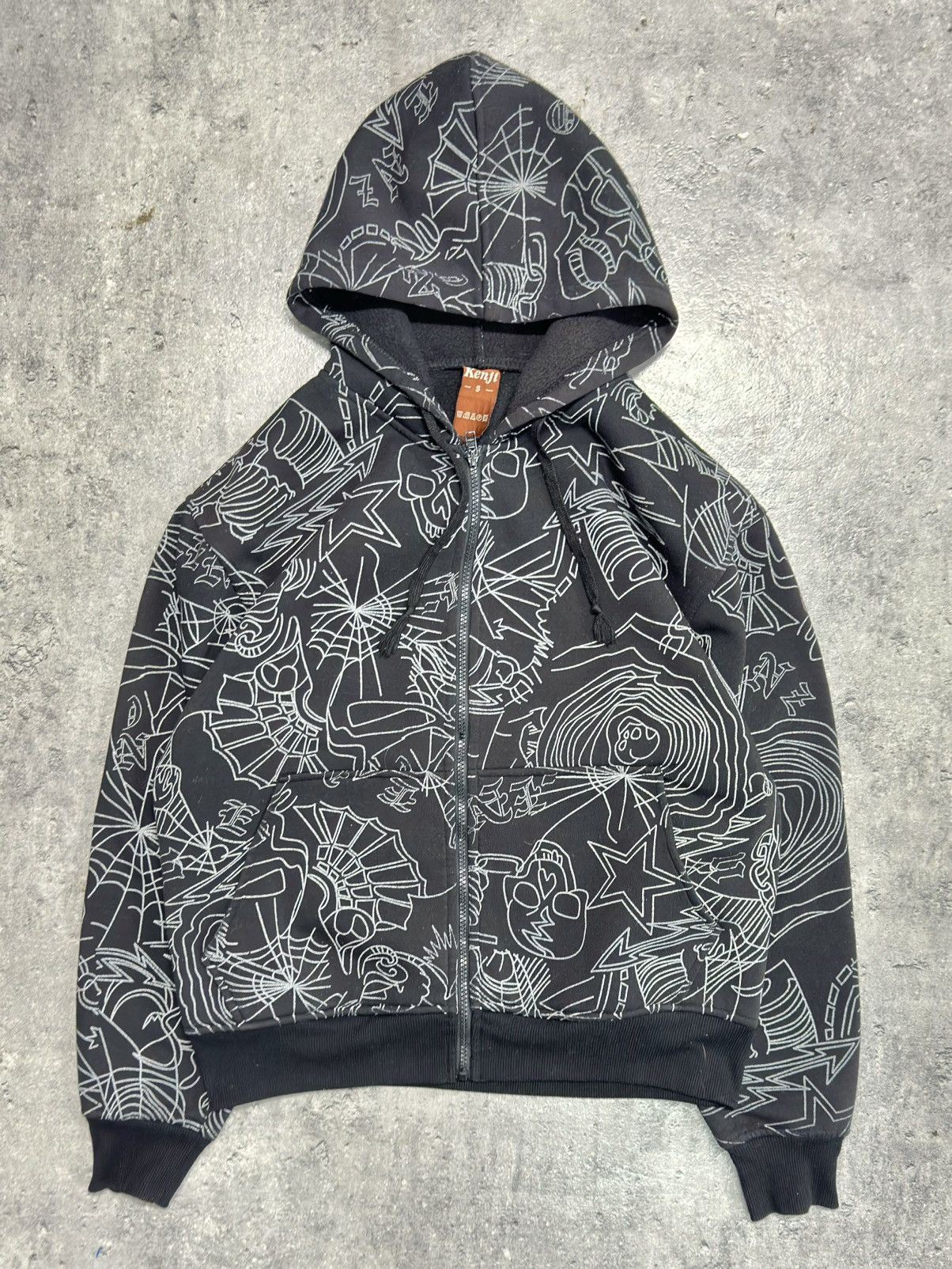 Affliction × Jnco × Vintage Y2K Zip Fullprint Hoodie Vintage Drip Opium ...