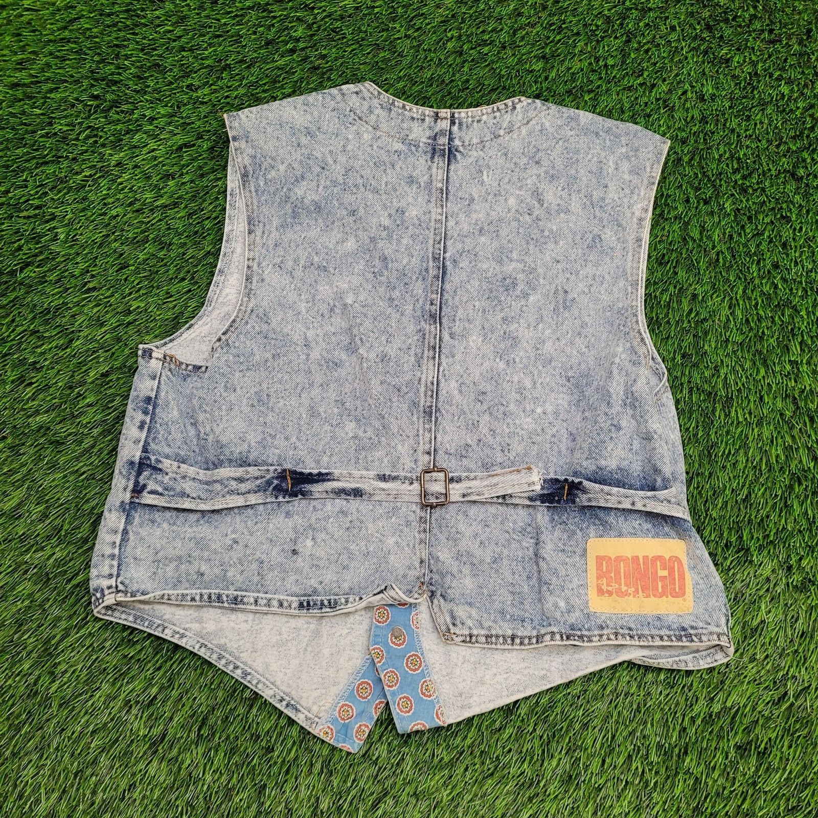 Vintage Vintage 80s Bongo Denim Vest Women M 22x19 Baggy Acid-Washed ...