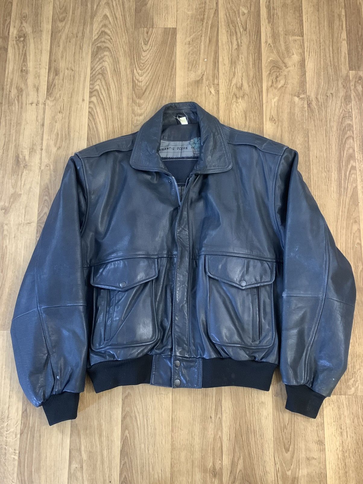 Vintage Vintage 80s Leather Bomber Jacket Type A1 World Map | Grailed